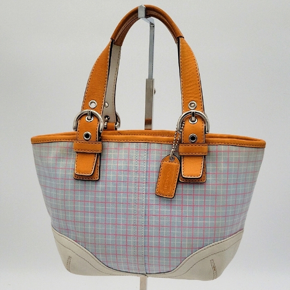 Bags | Coach Plaid Mini Tote Bag | Poshmark